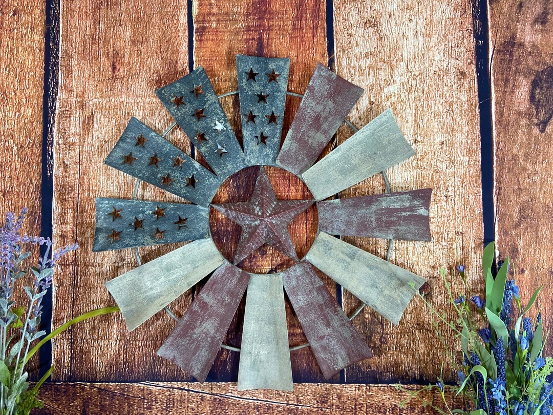 Patriotic American Flag Windmill Wall Decor - Etsy