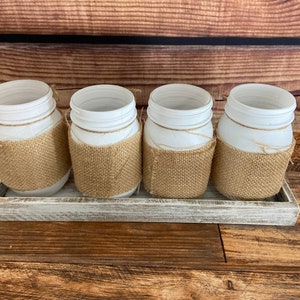 Burlap-wrapped Home Mason Jar Containers in Tray - Etsy