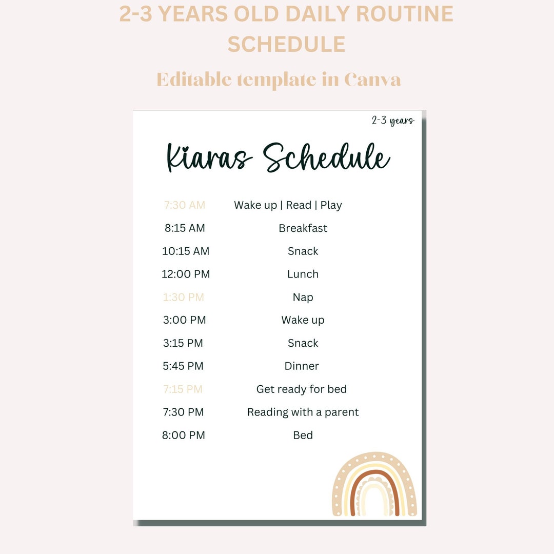 EDITABLE Two Year Old to Three Year Old Schedule | Instant Download or ...