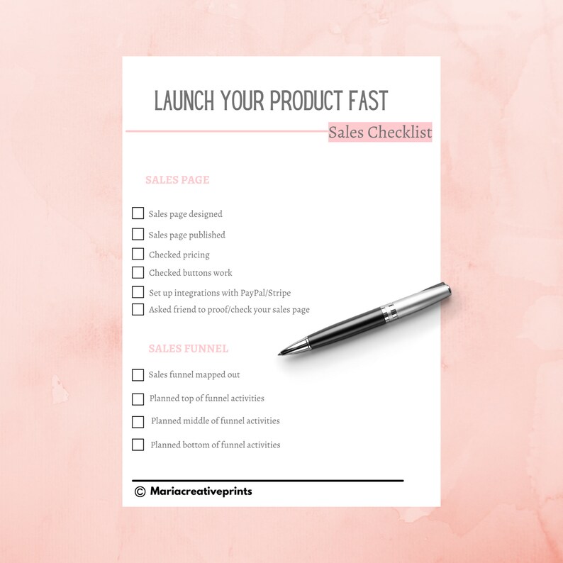 FILLABLE Business Launch Checklist Small Business Sales | Etsy