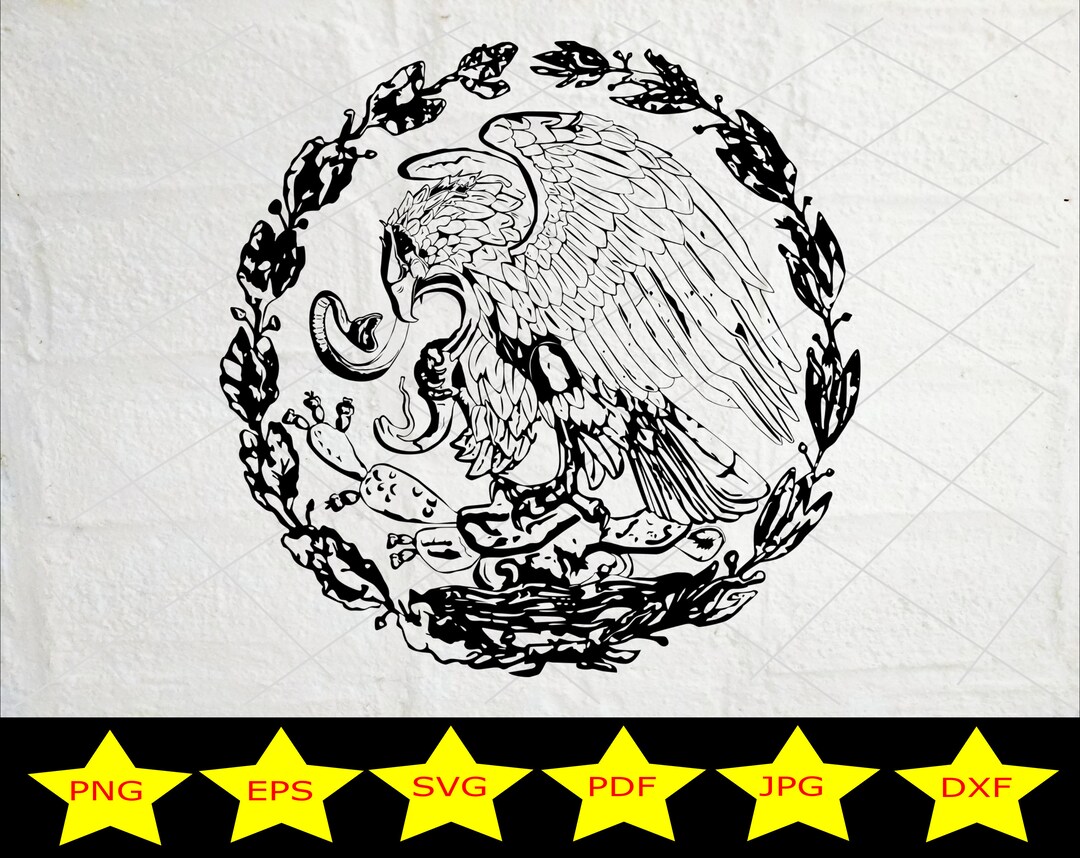 Mexico Coat of Arms Retro Design Digital File Product Eagle Snake Clip ...