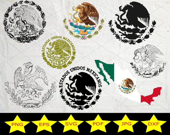 Escudo de Armas Mexicano SVG, Águila Mexicana svg, Silueta, svg, png, dxf, eps, Archivo de Corte ...