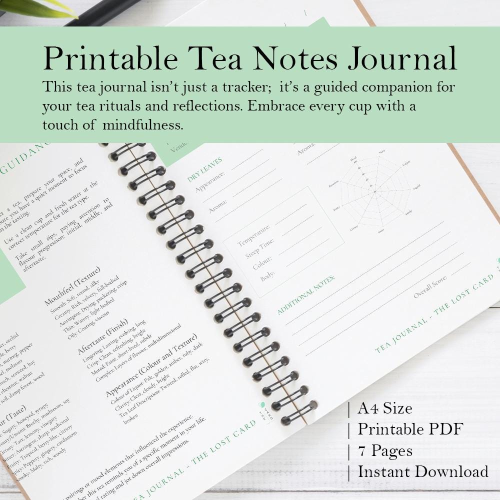 Tea Tasting Notes Journal - Printable PDF Template, Track Your Teas ...