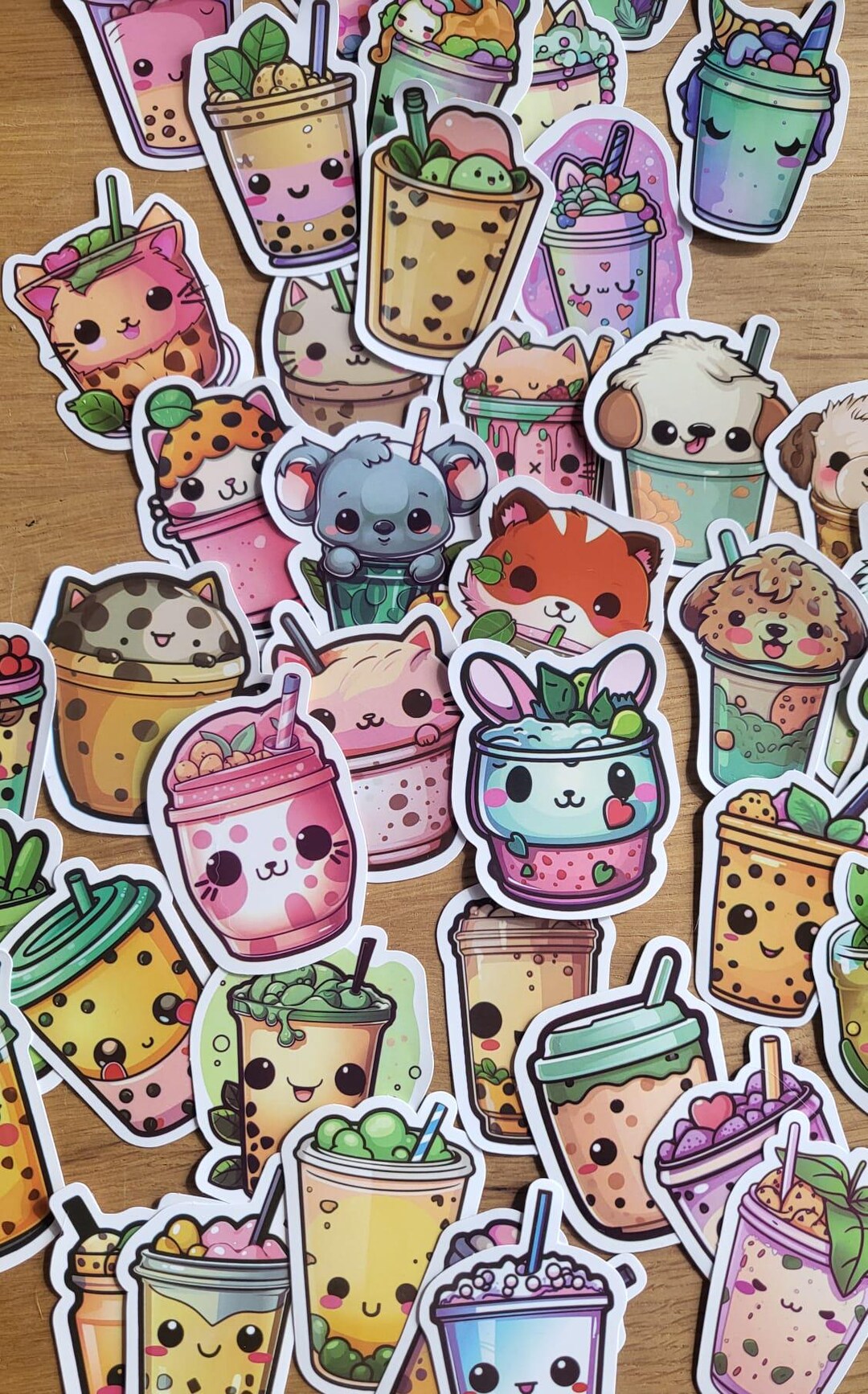 Cute Animal Bubble Tea Stickers, Journal Scrapbooking, Gift Set - Etsy