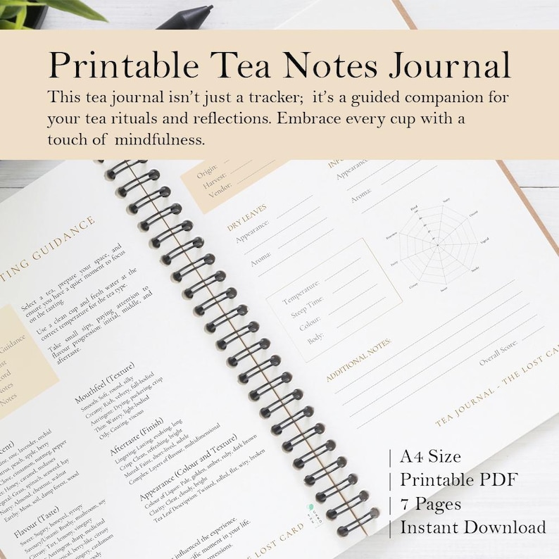 Tea Tasting Notes Journal - Printable PDF Template, Track Your Teas ...