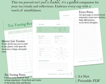 Tea Tasting Notes Journal - Printable PDF Template, Track Your Teas ...