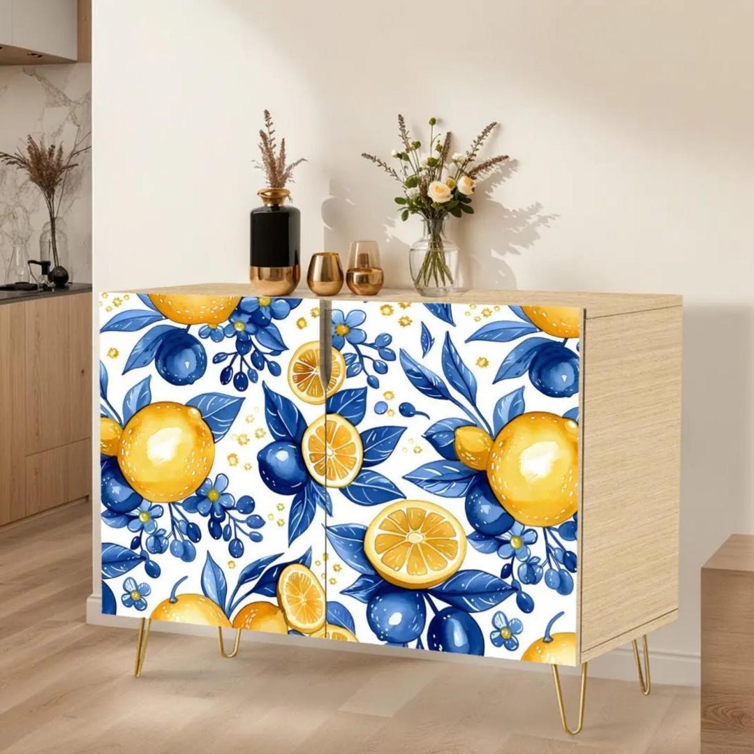 Wooden Storage Cabinet With Custom Printed Leather Front, Elegant ...