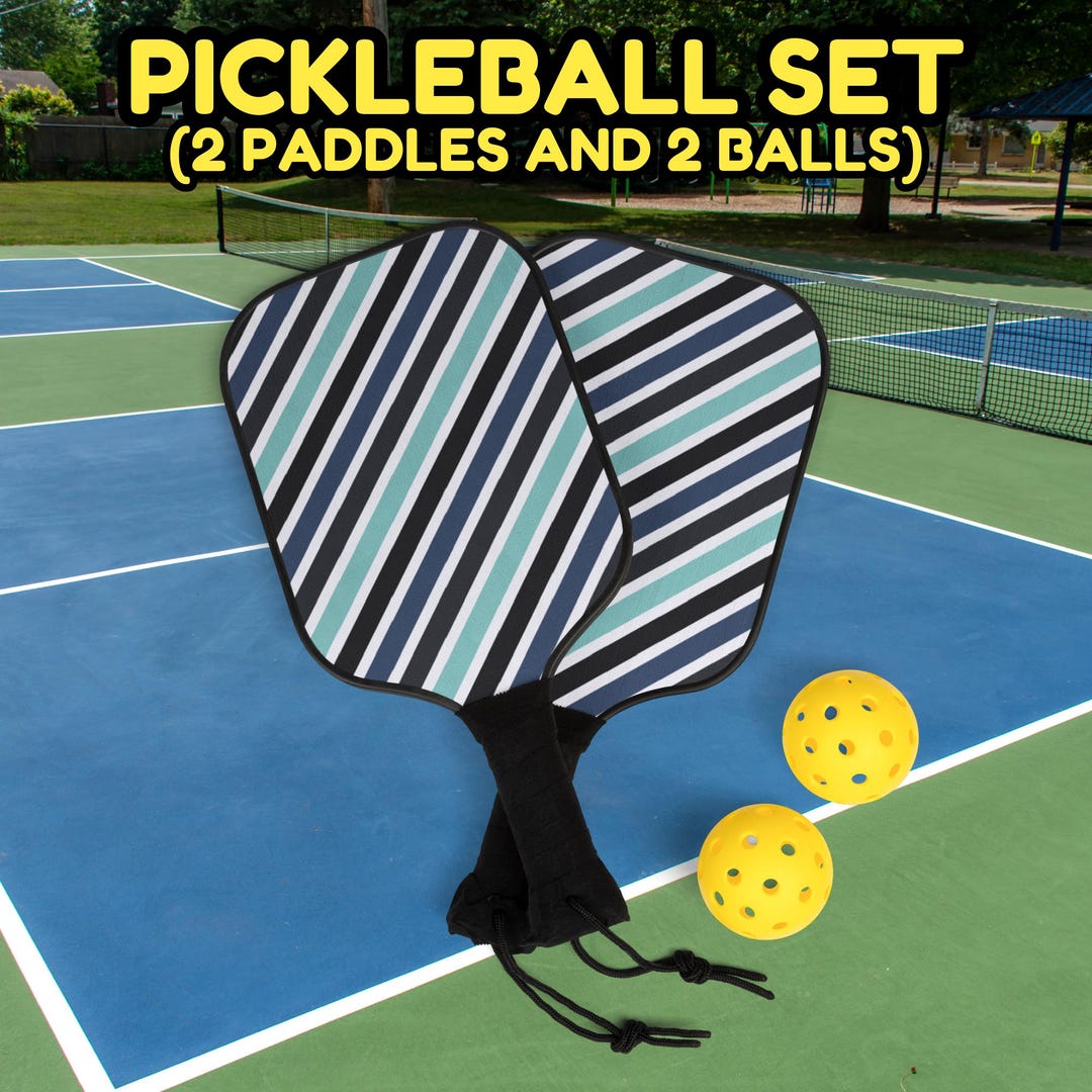 Blue Stripes Design Pickleball Set, Pickleball Paddle Set, Pickleball ...