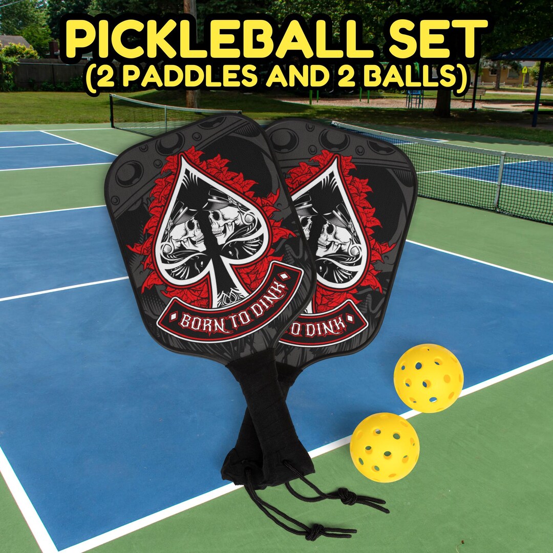 Pickleball Kit, Dink Skull Ace of Spades Design Set, Pickleball Gift ...
