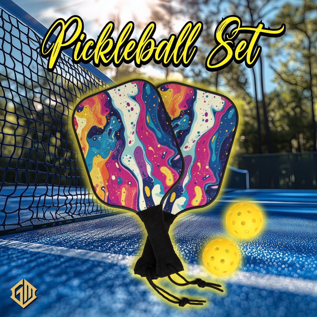 Trippy Liquid Design Pickleball Set, Pickleball Gear, Colorful ...