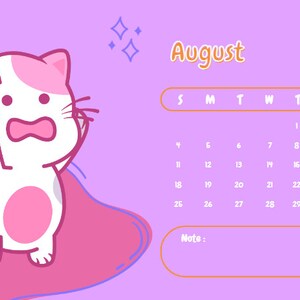 2024 Printable Cute Cat Calendar All 12 Months Horizontal - Etsy