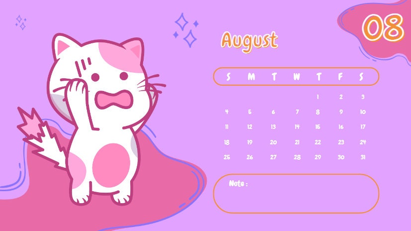 2024 Printable Cute Cat Calendar All 12 Months Horizontal - Etsy