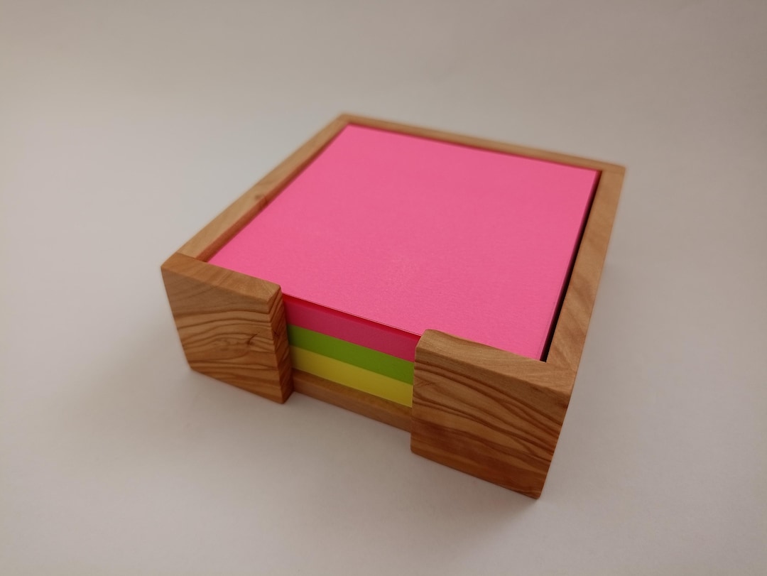 Olive Wood Memo Block Holder, Sticky Note Paper Holder, Wooden Box ...