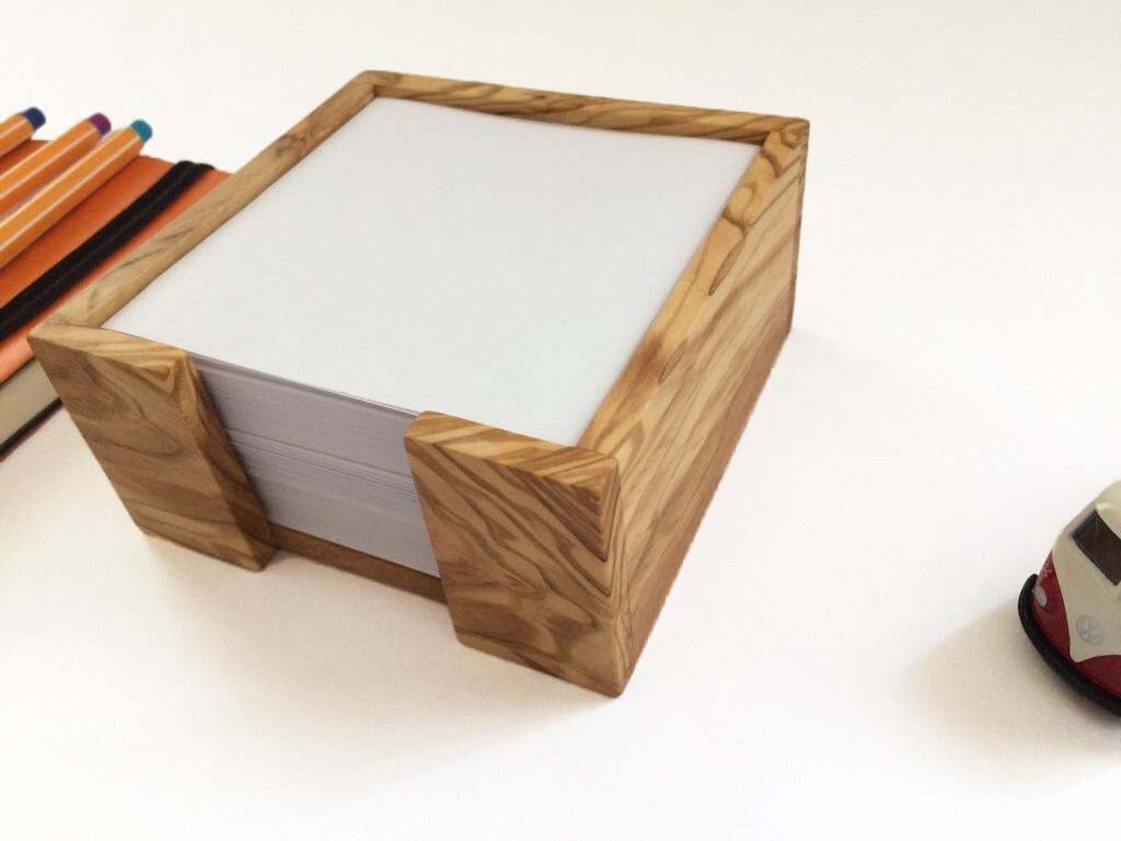 Olive Wood Memo Block Holder, Sticky Note Paper Holder, Wooden Box ...