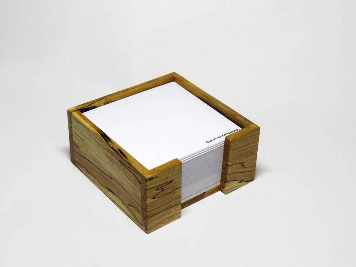 Wooden Memo Block Holder, Sticky Note Paper Holder, Beech Box, Office ...