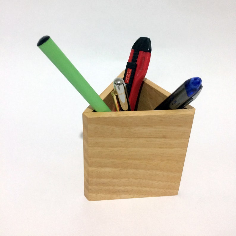 Wooden Pencil Holder Ash Wood Triangle, Triangular Prism Desktop ...