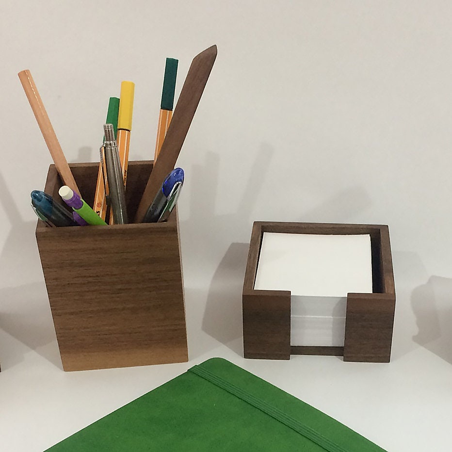 Wooden Memo Block Holder, Sticky Note Paper Holder, Walnut Box, for 3.5 ...