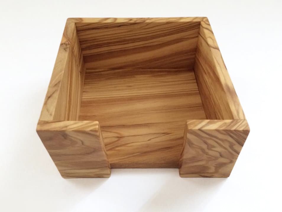 Olive Wood Memo Block Holder, Sticky Note Paper Holder, Wooden Box ...