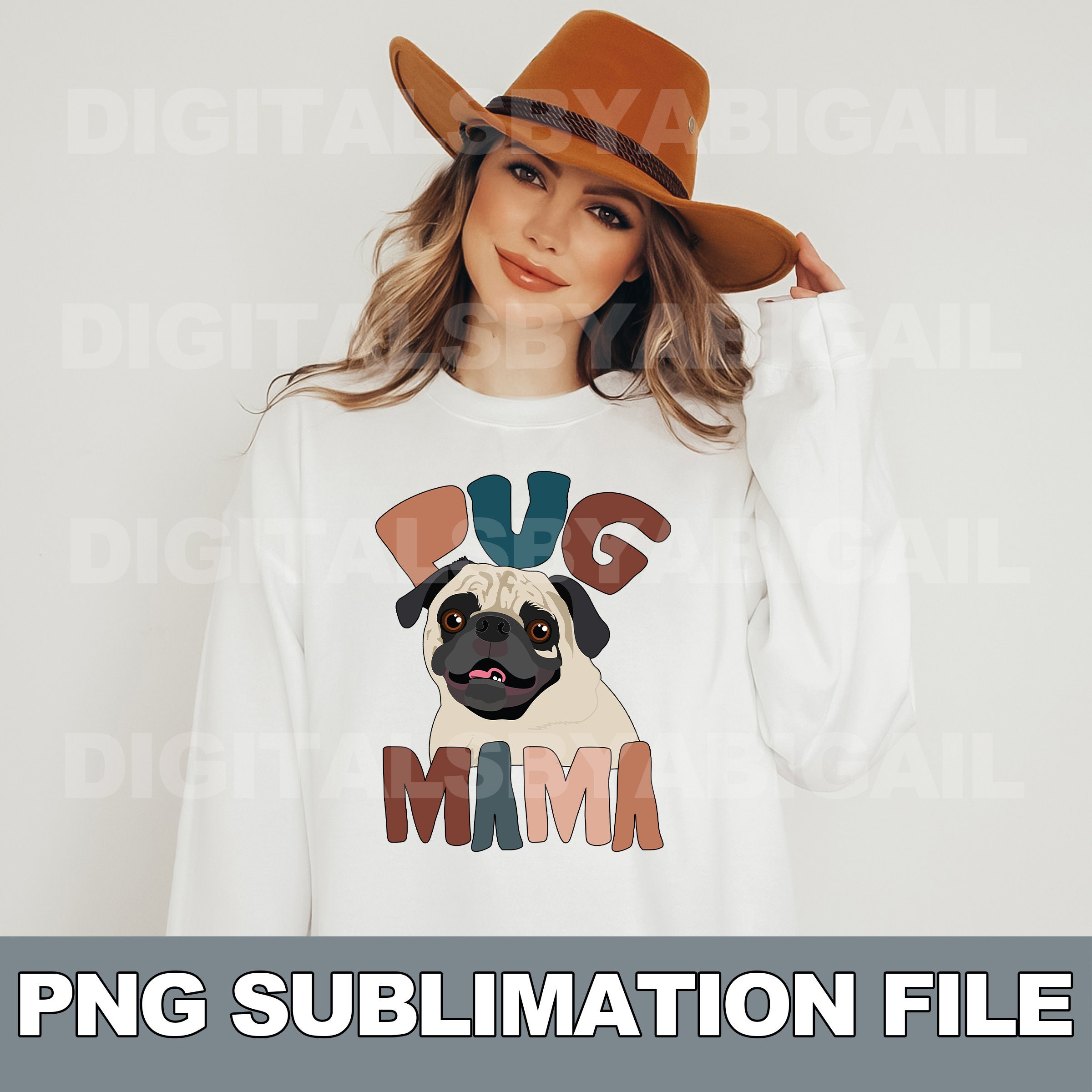 Design Bundle Pug Mama PNG Boho Pug Mama Dog Sublimation File Dog Mama ...