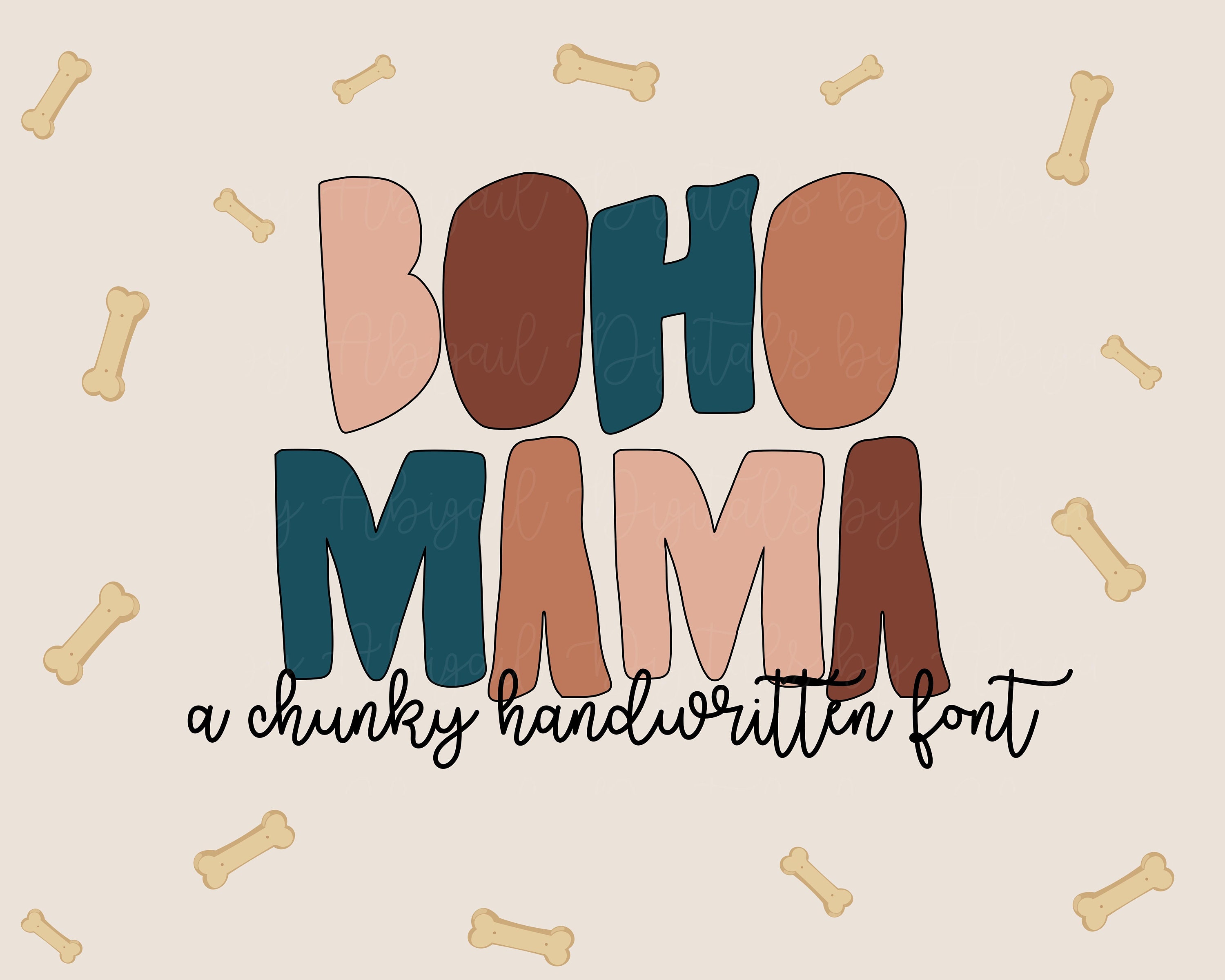 Boho Mama Font Groovy Font, Bubbly Font, Retro Font, Modern Font ...