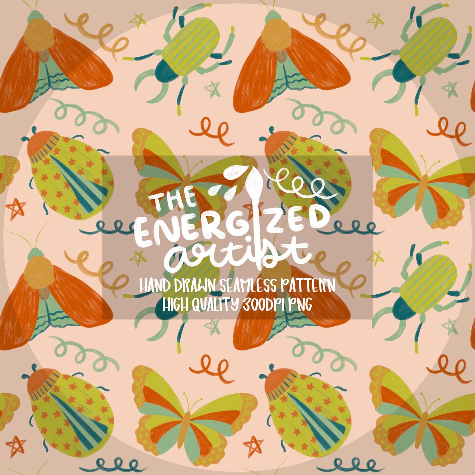 Whimsical Bug and Butterfly Seamless Pattern – Hand Drawn Insect ...