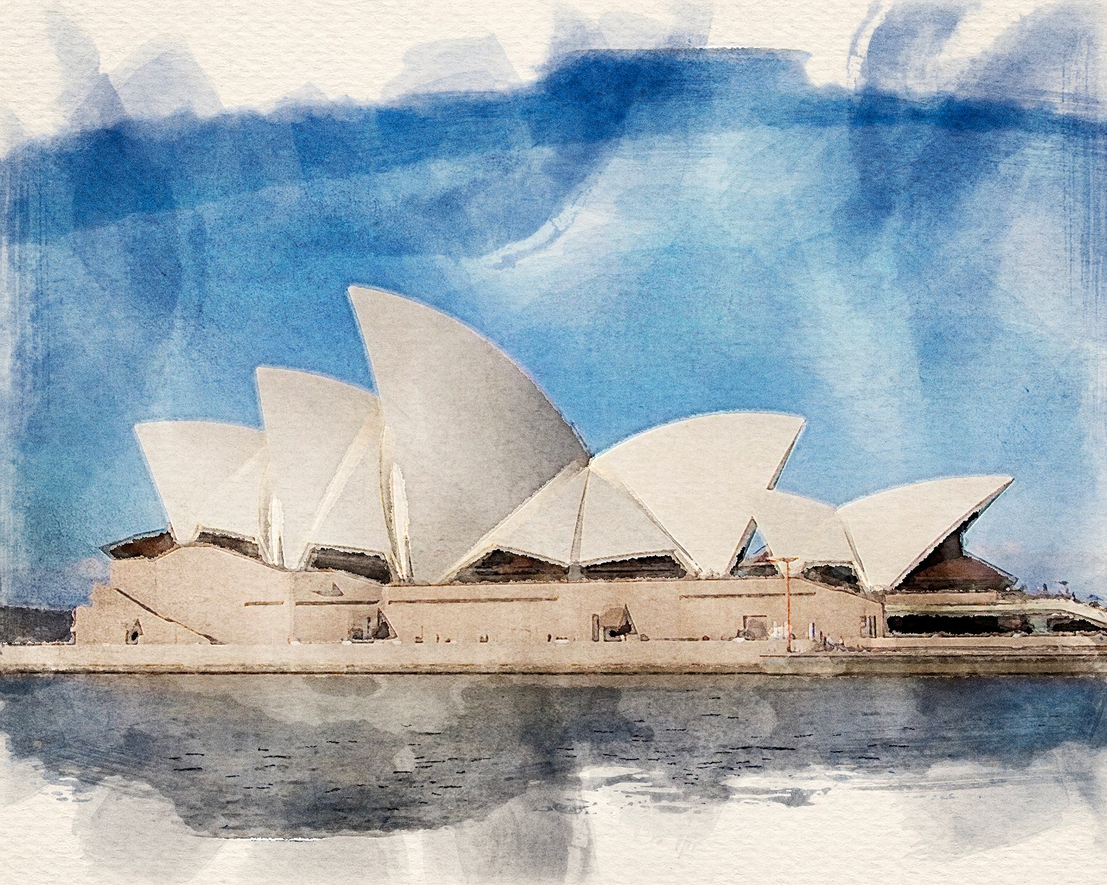 Landmark Digital Watercolor Portrait | Sydney Opera House - Etsy