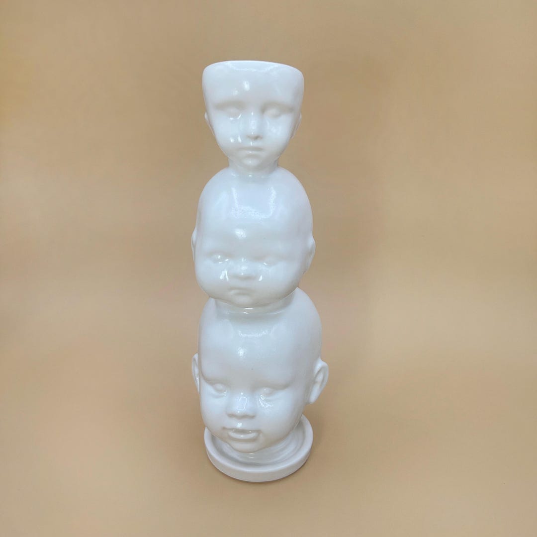 Vintage Doll Heads, Stacked Doll Head Vase, Ceramic Baby Heads, Unique ...