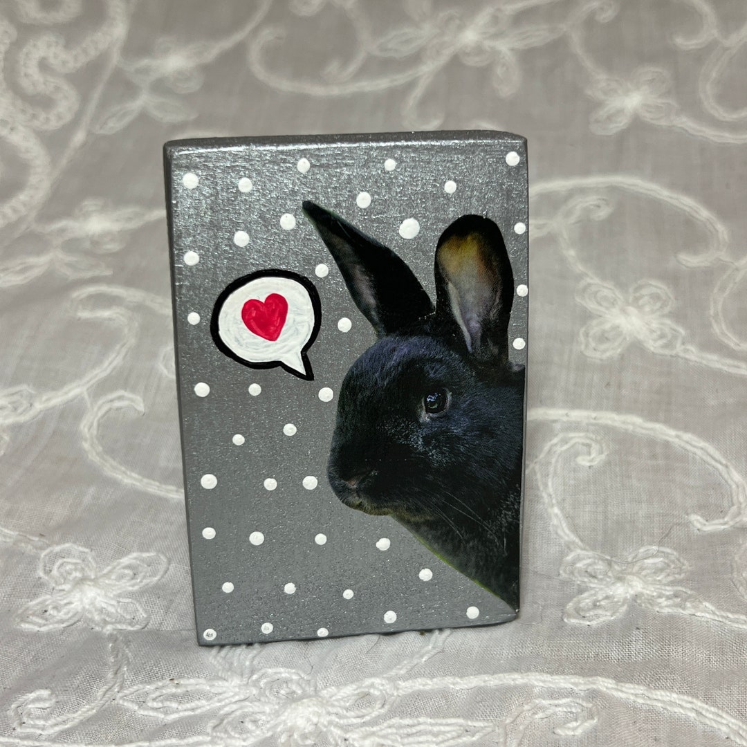 Rescue Rabbit Plaque, Black Bunny Art, Small Art, Rescue Animal Plaque ...