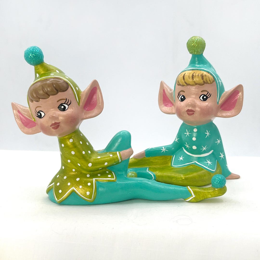 Vintage Mid-century Modern Ceramic Christmas Elf Pixie Set - Etsy