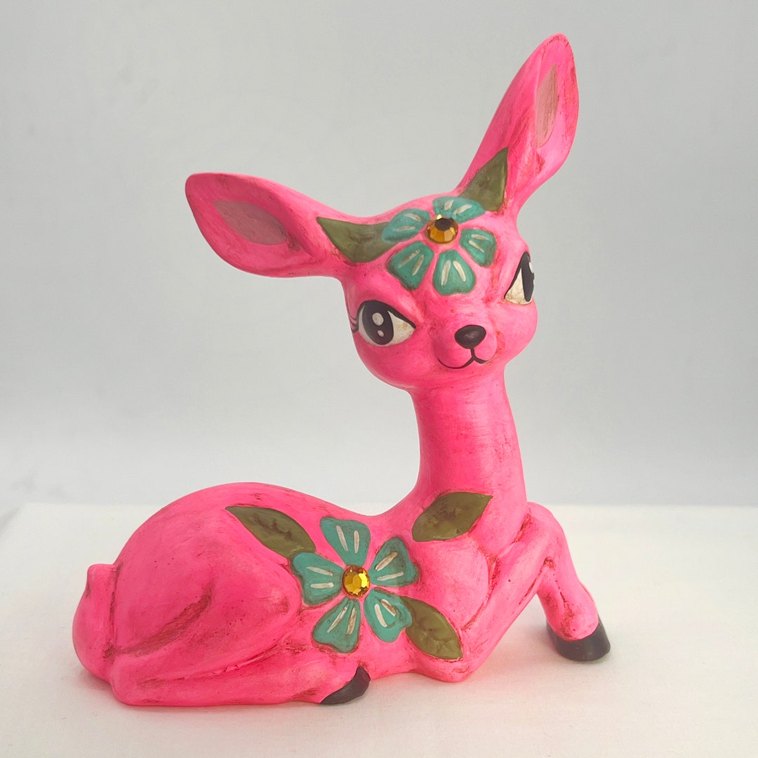 Vintage Mid Century Modern Deer, Mod Floral Deer Figurine, Retro MCM ...