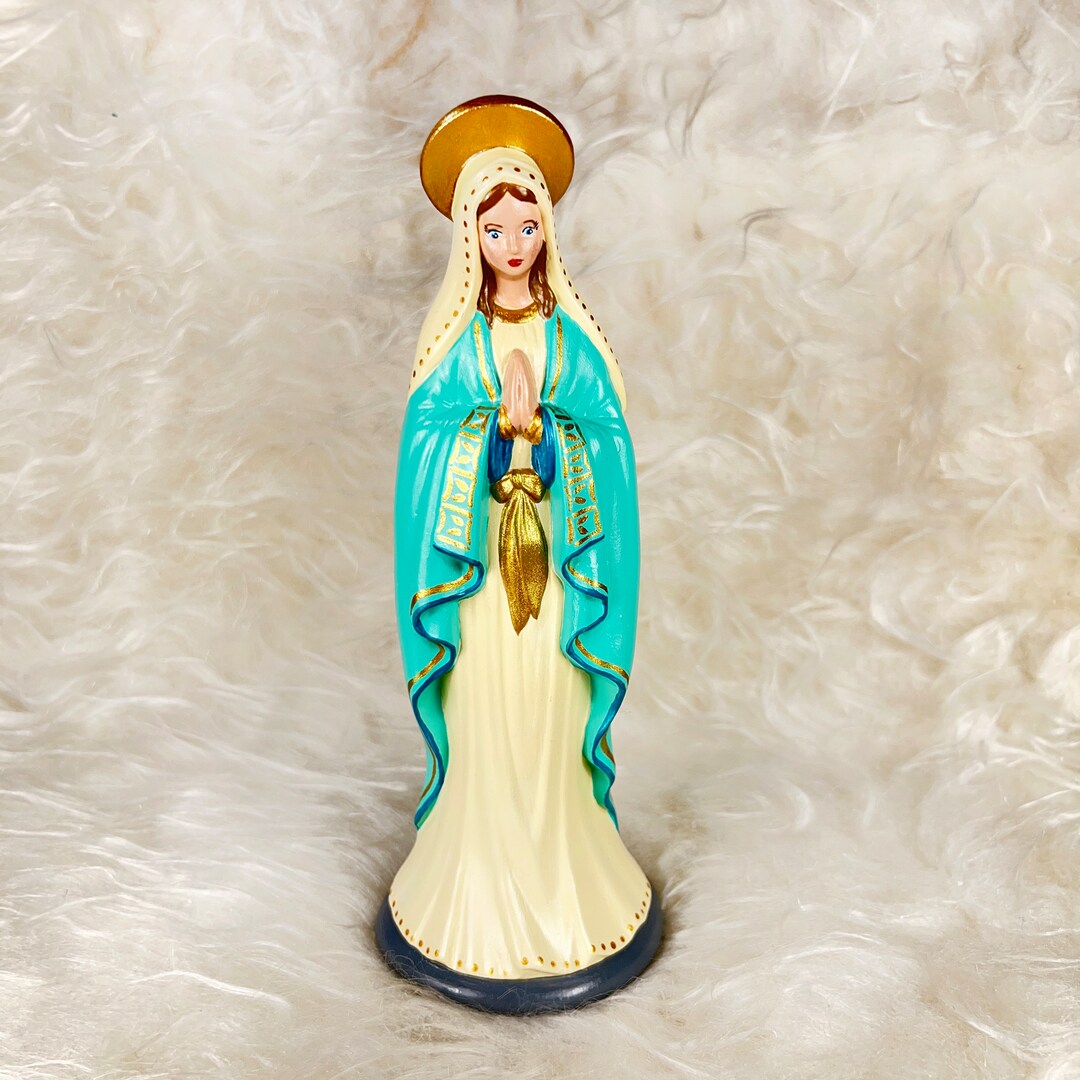 Vintage Virgin Mary Aqua and Gold Mary Unique Mary Statue - Etsy