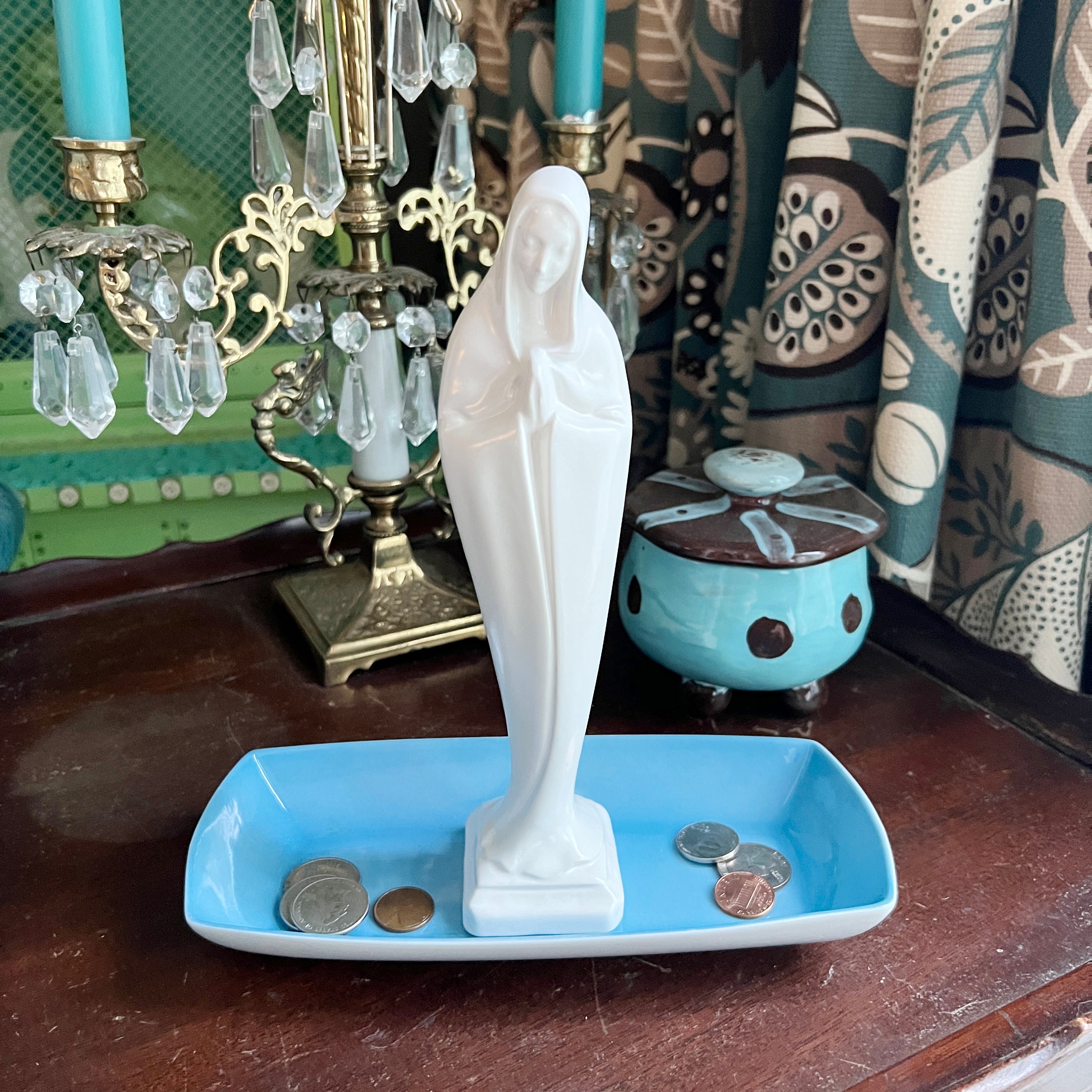 Vintage Virgin Mary Glazed Mother Mary Ceramic Mary - Etsy