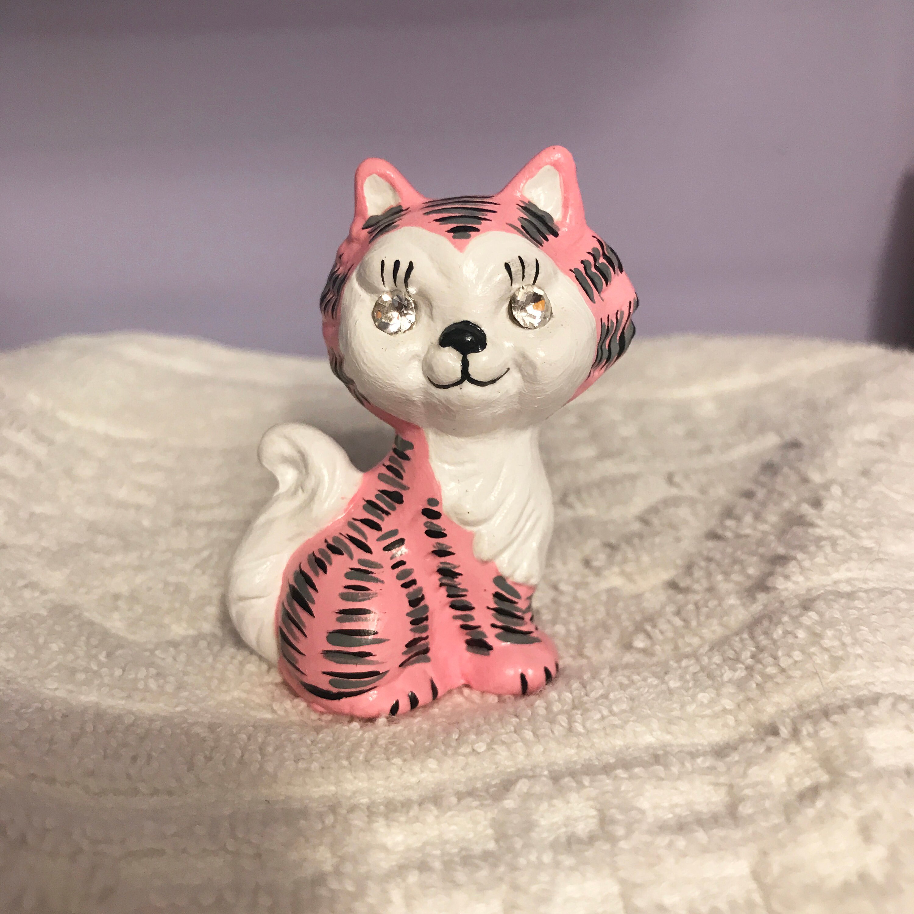 Gift for cat lovers rhinestone eyes Kitten Trio ceramic kittens 3 ...