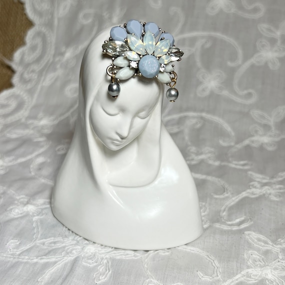 Vintage Virgin Mary White Glazed Virgin Mary Rhinestone - Etsy