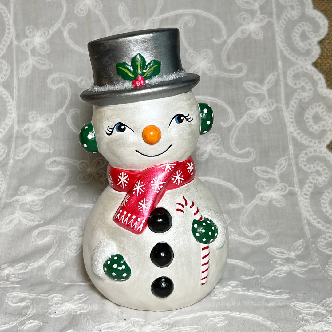 Vintage Snowman, Retro Snowman, Glitter Snowman, Vintage Ceramic ...