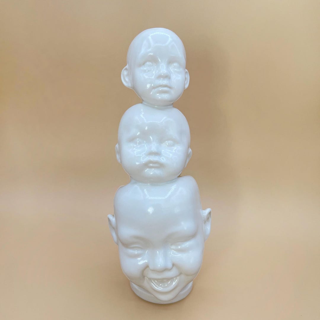 Vintage Doll Heads, Stacked Doll Head Vase, Ceramic Baby Heads, Unique ...
