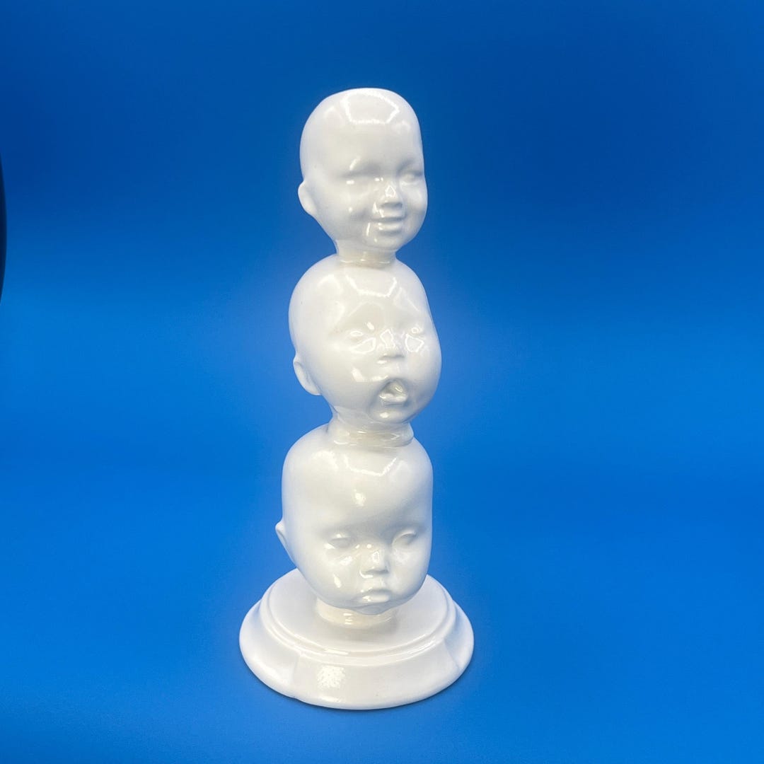 Vintage Doll Heads, Stacked Doll Head Vase, Ceramic Baby Heads, Unique ...