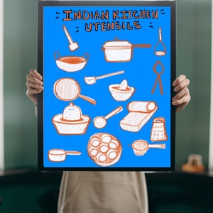 Indian Art Kitchen Utensils Digital Printable Home Decor Modern ...