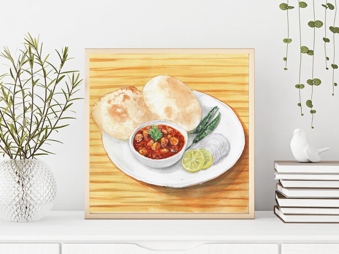 Chole Bhature | Channa Bhatura | Poori Chole | Watercolor Printable ...
