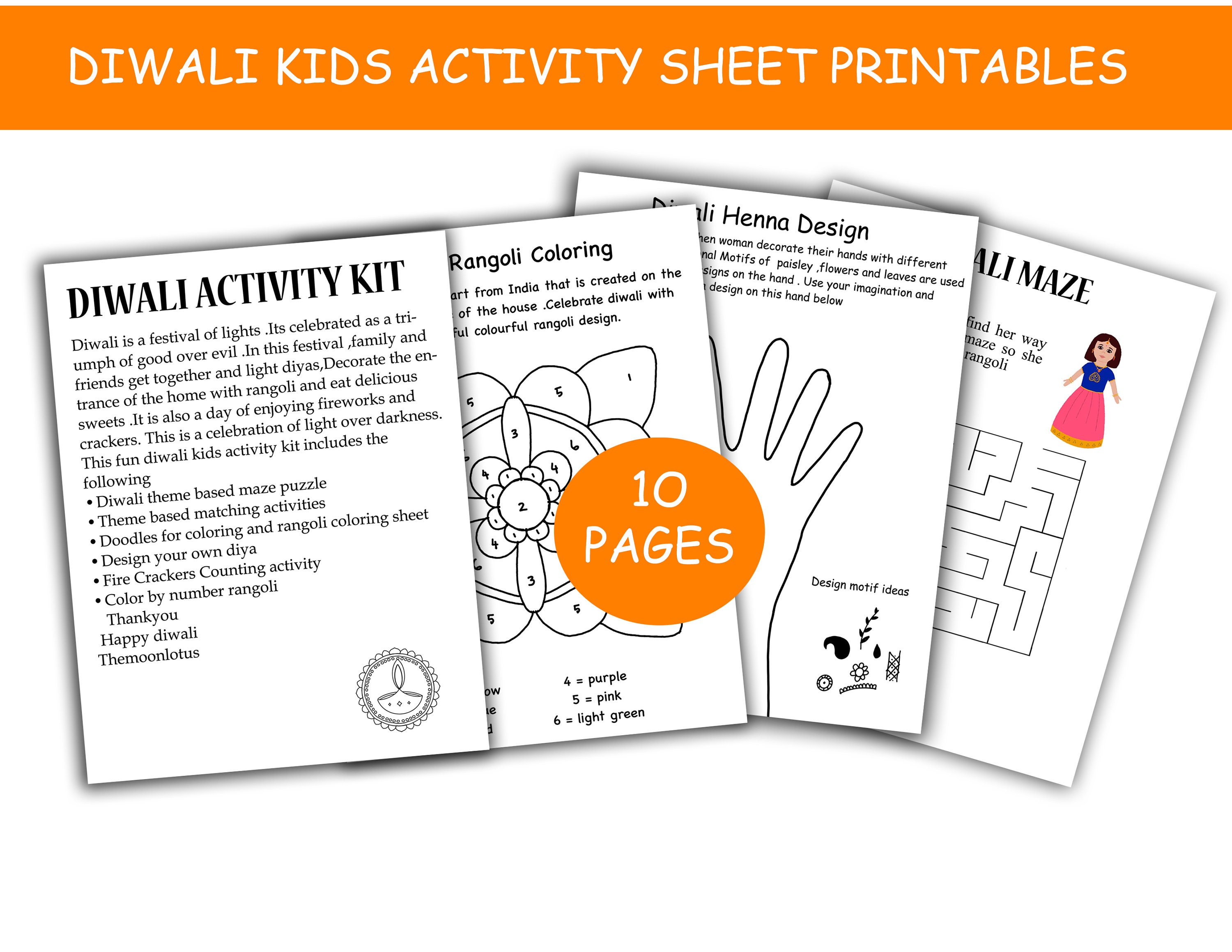 Diwali Theme Kids Activity Sheet Printables - Etsy