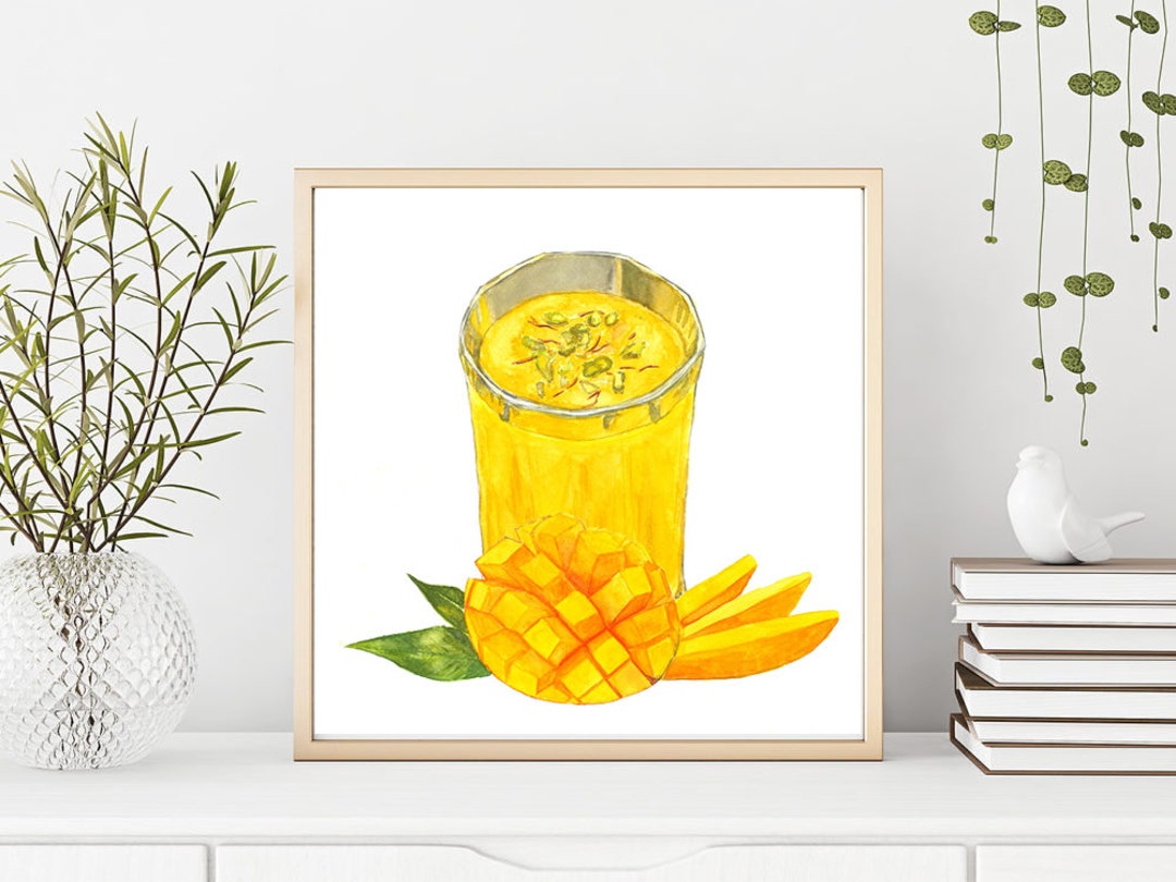 Mango Lassi | Printable Art | Indian Food Art | Watercolor Digital Art ...
