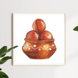 Gulab Jamun Watercolor Art | Indian Digital Art | Indian Sweet | Diwali ...