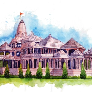 Ayodhya Ram Mandir | Temples of India | Watercolor Art | Digital Art ...