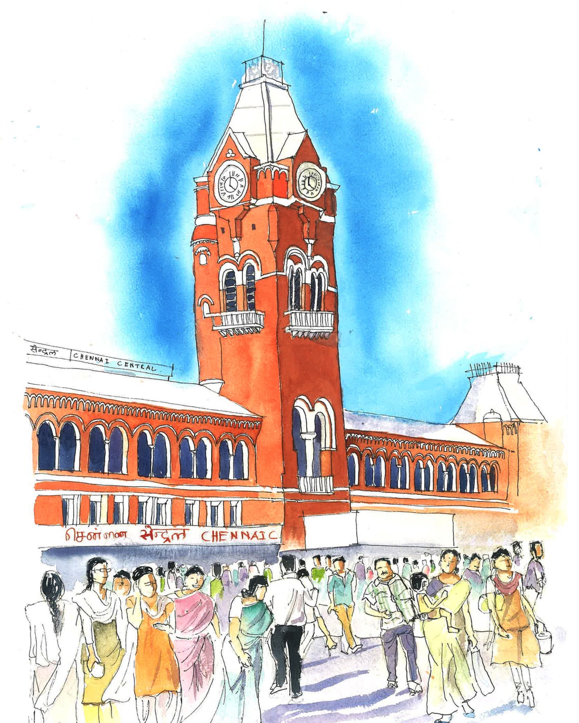 Chennai Central | Chennai | Chennai Poster | Indian Art | Indian ...