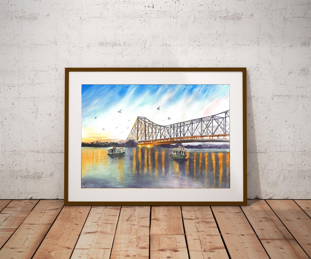 Howrah Bridge Printable Art | Kolkata Art | Indian Watercolor Art ...