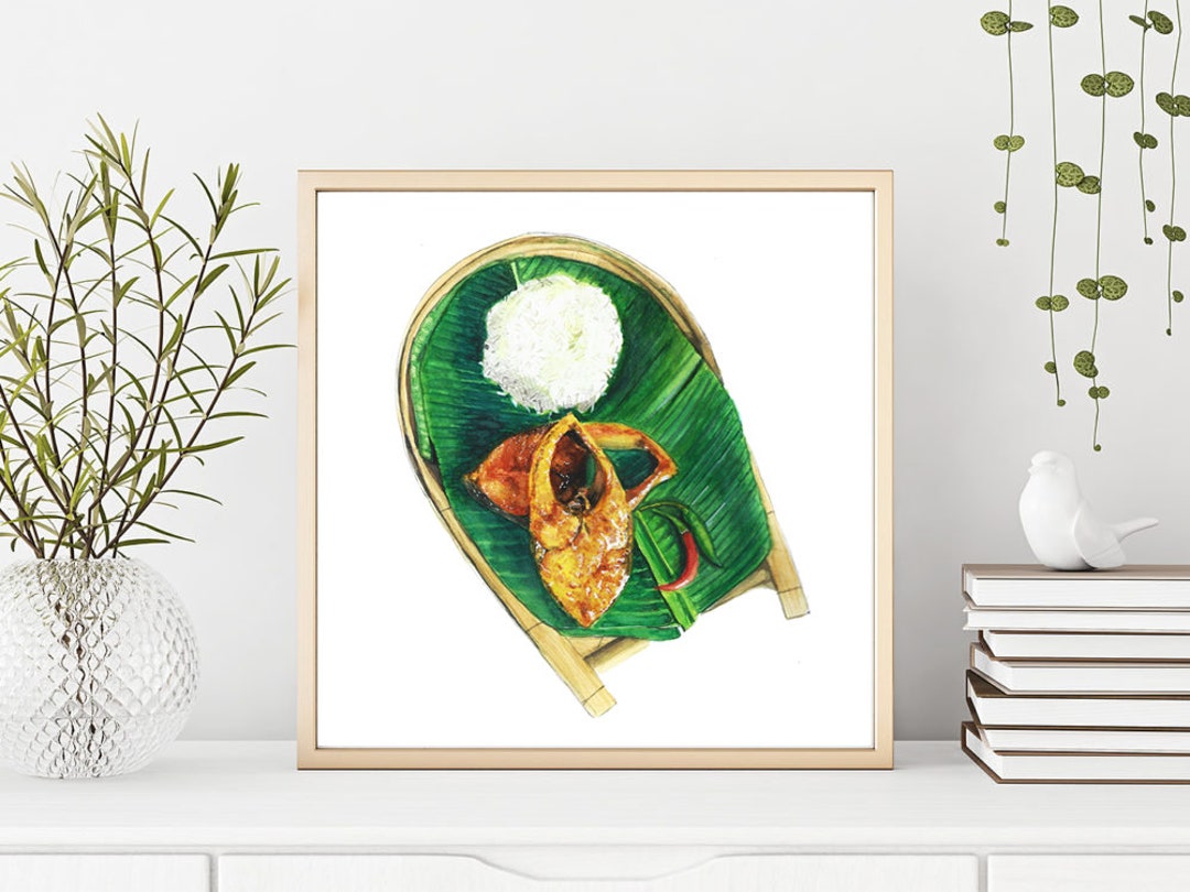 Indian Fish Fry Watercolor Print | South Asian Food Art (digital ...