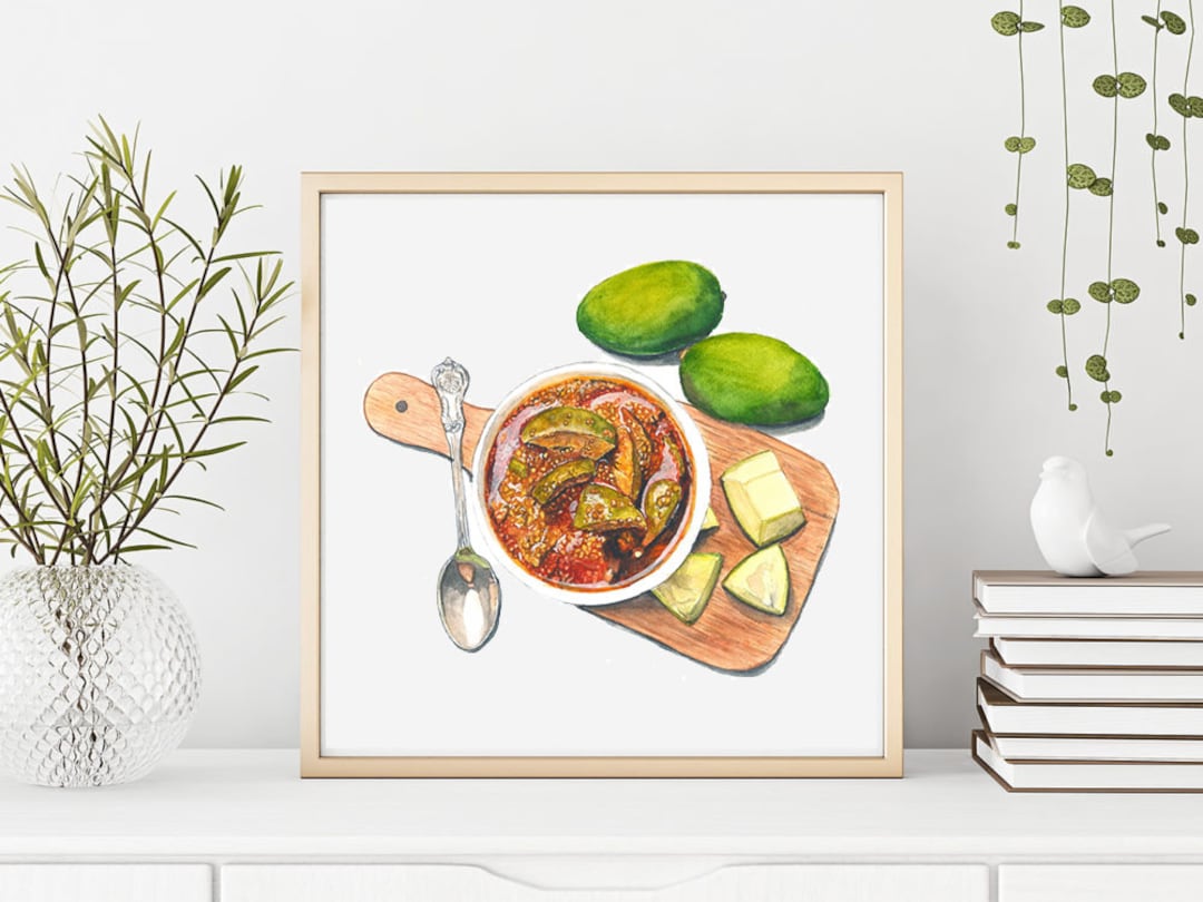 Mango Pickle Watercolor Digital Printable Art | Aam Ka Achaar Art ...
