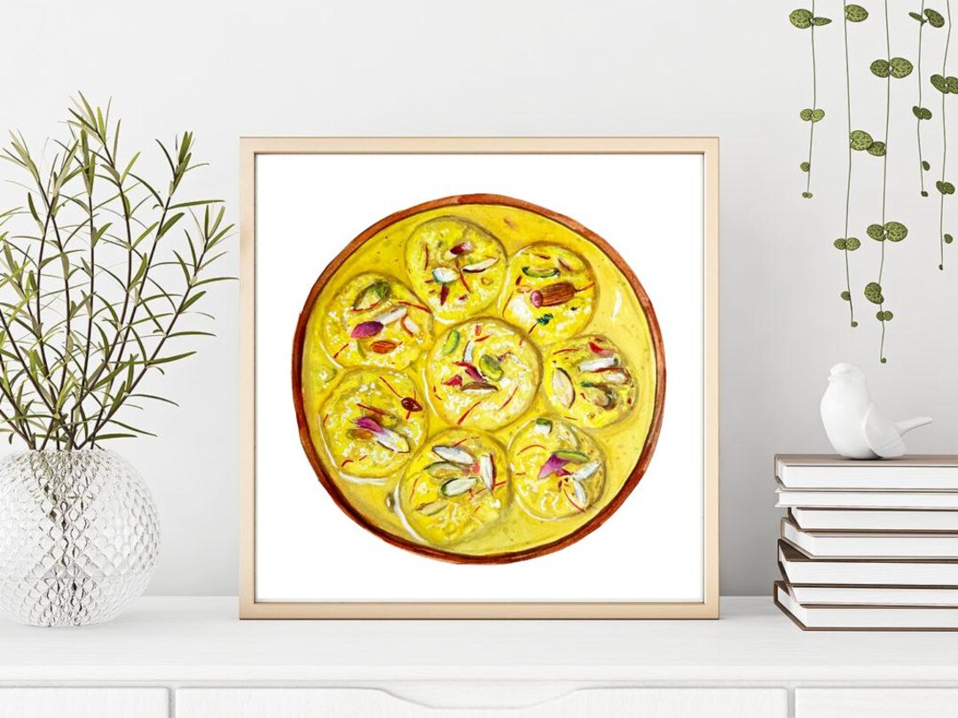 Rasmalai Watercolor Digital Printable Art | Indian Sweets - Etsy