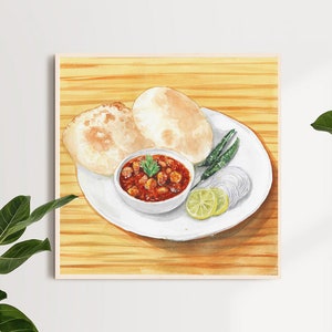 Chole Bhature | Channa Bhatura | Poori Chole | Watercolor Printable ...