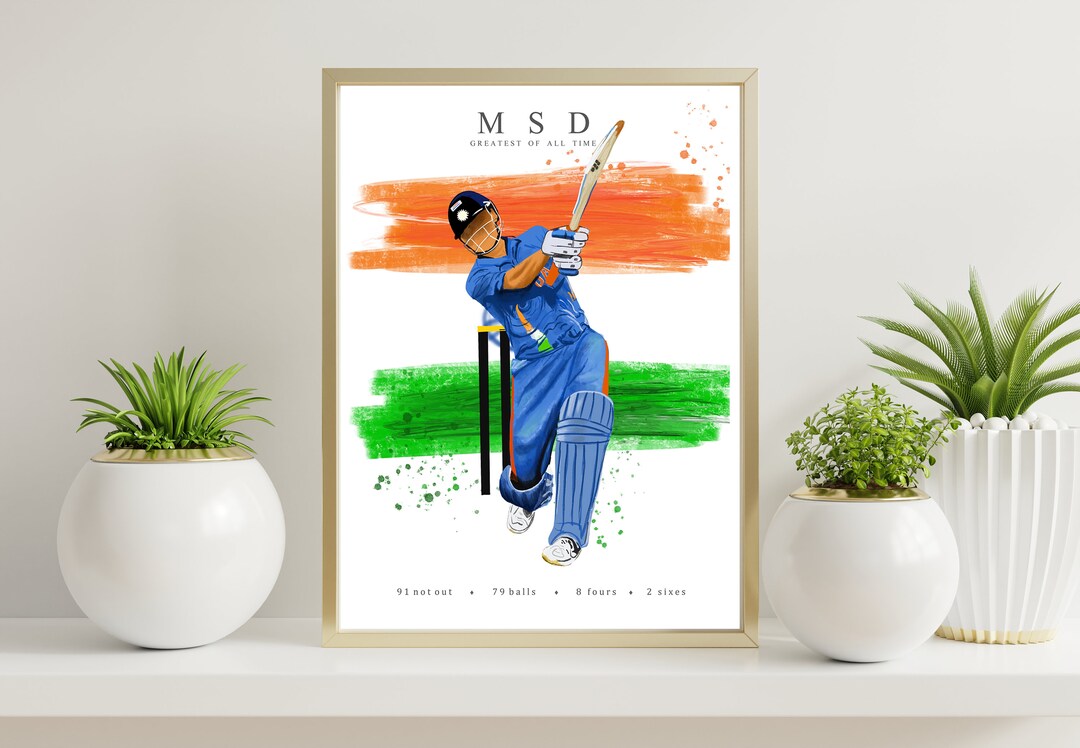 Buy Dhoni Digital Poster Cricket Poster Printable Cricket Art Dhoni ...
